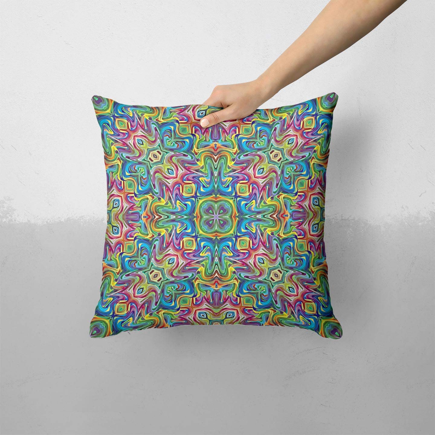 iiRov Crazy Neon Mirrored Swirls - Custom Decorative Home Decor Indoor or Outdoor Throw Pillow Cover for Sofa, Bed or Couch Cushion (Pillow CASE Cover ONLY)