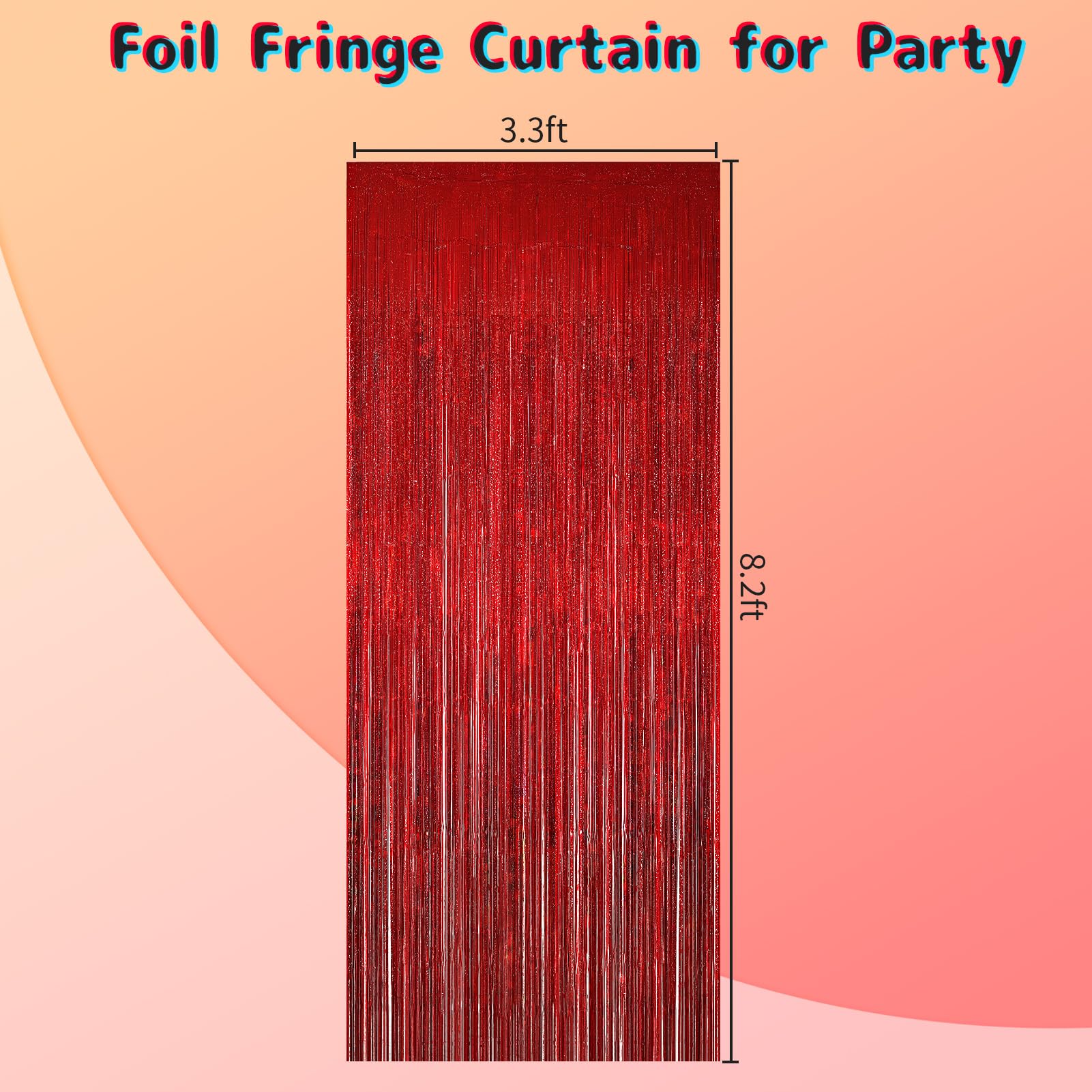 Merear Backdrop for Party Decorations, 3 Pack Foil Fringe Curtains Party Decor 8.2 * 3.3 FT Tinsel Streamers Birthday Party Decorations Photo Fringe Backdrop for Party, Graduation