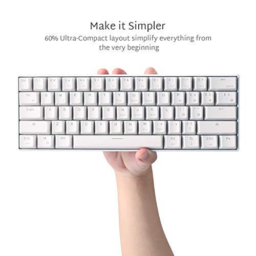 RK ROYAL KLUDGE RK61 Wireless 60% Triple Mode BT5.0/2.4G/USB-C Mechanical Keyboard, 61 Keys Wireless Mechanical Keyboard, Compact Gaming Keyboard w/Software (Hot Swappable Brown Switch, White)