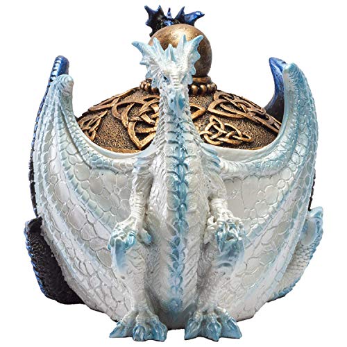 Pacific Giftware Fantasy Celtic Knotwork Dual Yin Yang Dragons Decorative Trinket Jewelry Box Figurine 5.75" Long