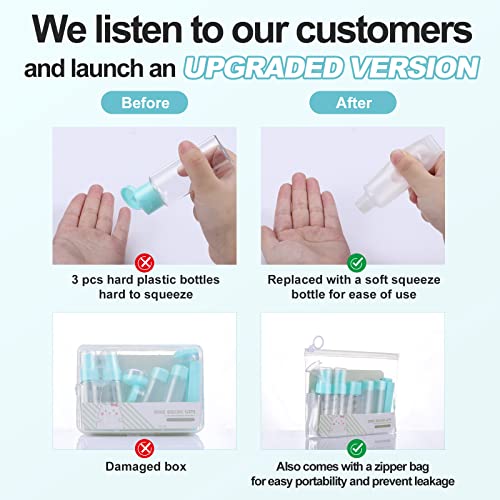 NUTAKI Tsa Approved Travel Toiletry Bottles Containers Kit (LEAKPROOF BPA FREE) Travel Accessories - 12 Pieces/Clear Case