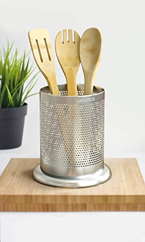 Stainless Steel Kitchen Utensil Holder for Kitchen Counter - Small Spoon Holder Utensil Crock and Large Cooking Utensil Holder Utensil Caddy - Kitchen Utensil Organizer Spatula Holder for Countertop