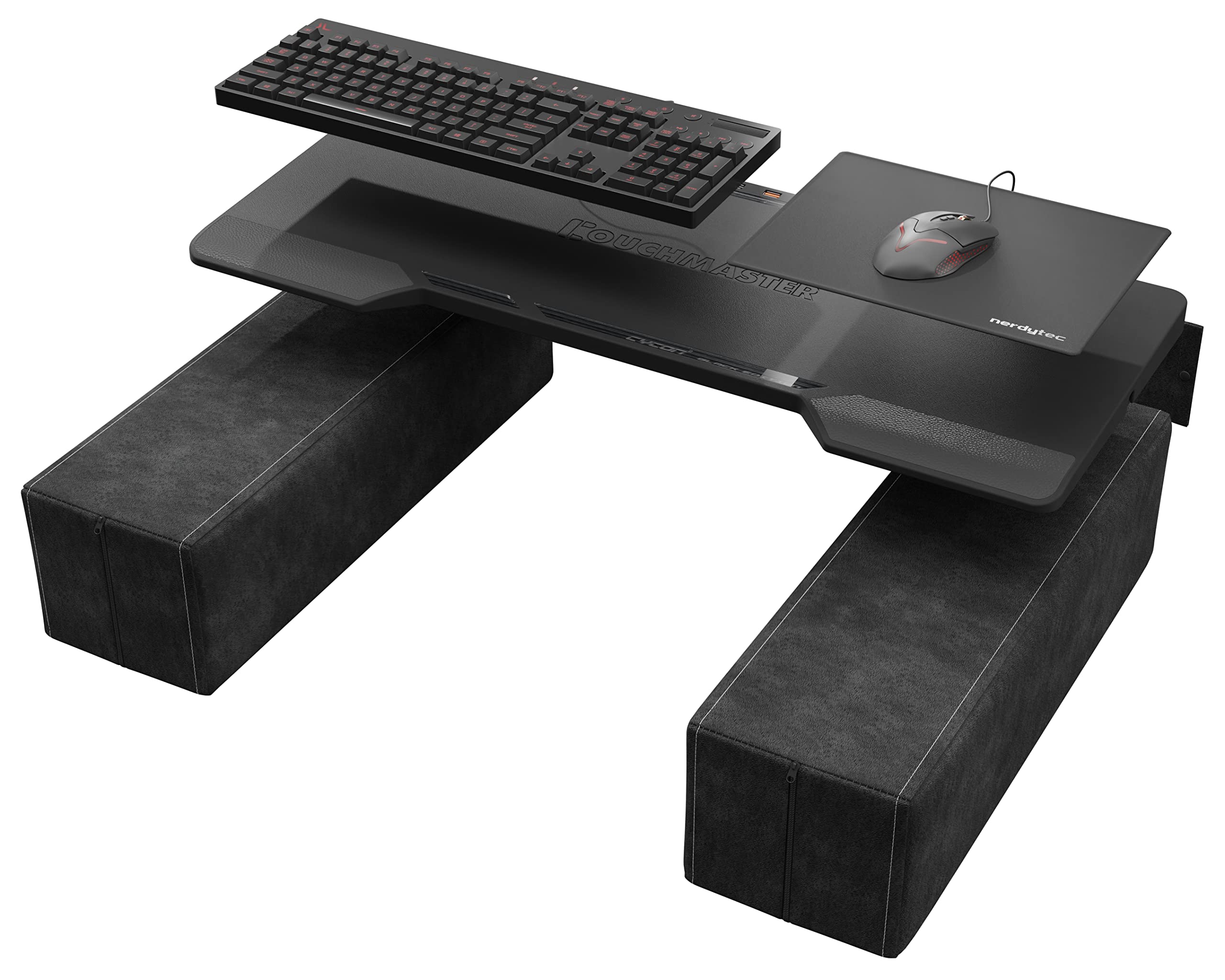 Couchmaster CYCON² Titan Edition, Couch Gaming USB-Hub Desk for Mouse & Keyboard (for PC, PS4/5, Xbox One/Series X), Ergonomic lapdesk for Couch & Bed, Nappa Leather, Real Titanium