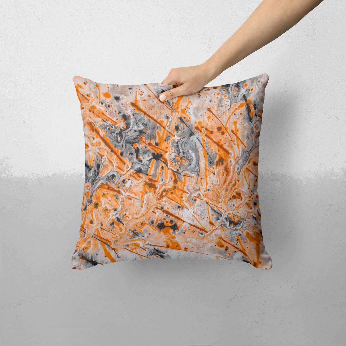 iiRov Abstract Wet Paint Orange - Custom Decorative Home Decor Indoor or Outdoor Throw Pillow Cover for Sofa, Bed or Couch Cushion (Pillow CASE Cover ONLY)