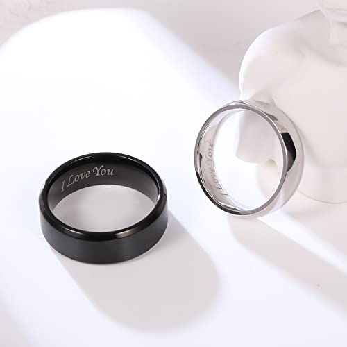 Adreamz Promise Ring for Her Couple Ring for Him and Her I Love You Silver Stainless Steel Wedding Band Engagement Ring 6