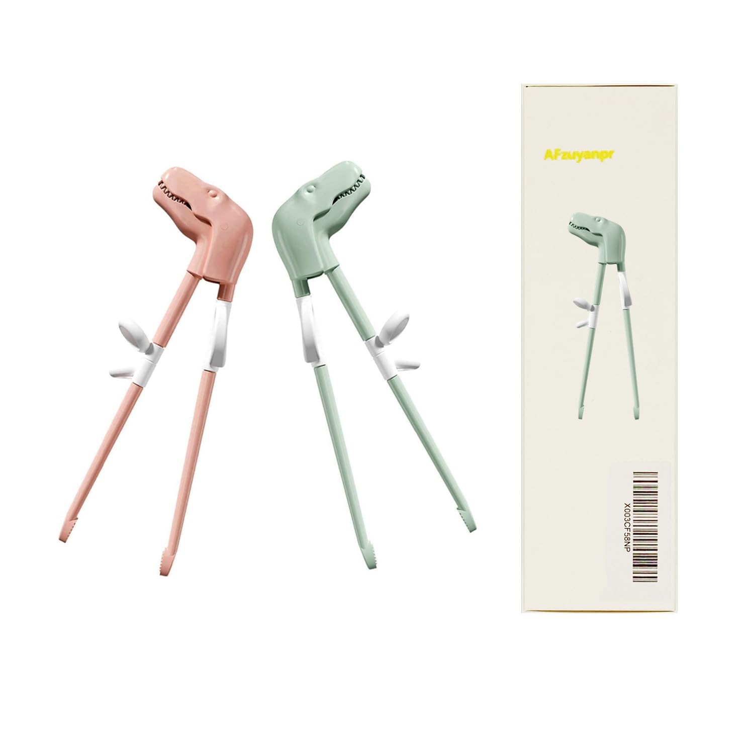 AFzuyanpr Kids Chopsticks Chopsticks for Kids 2Pairs Dinosaur Training Chopsticks with Anti-slip Tips Carton Packaging (Green/Pink)