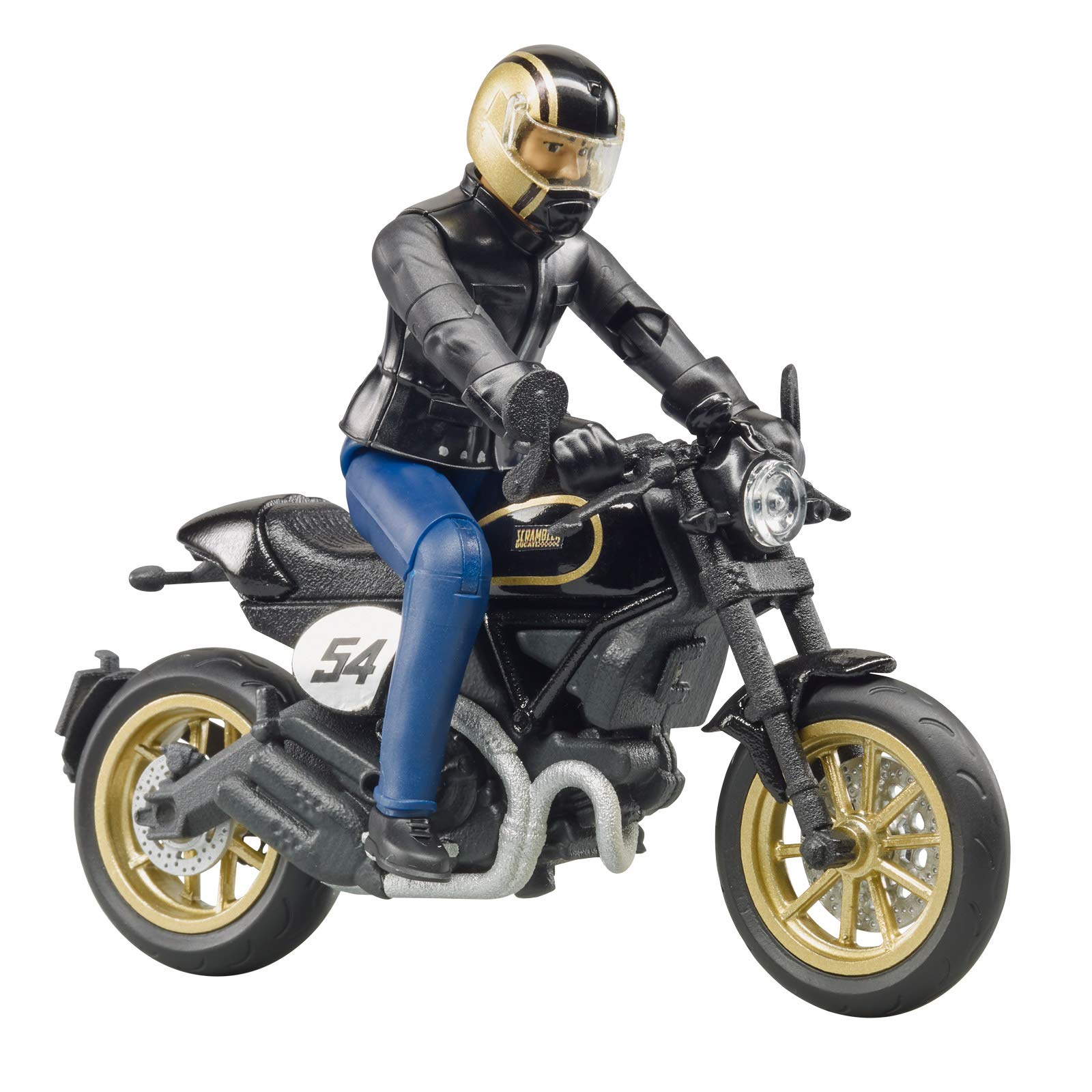 Bruder 63050 Scrambler Ducati Cafe Racer Motorcycle Bike for 48 months to 180 months with Driver Figurine and Accessories