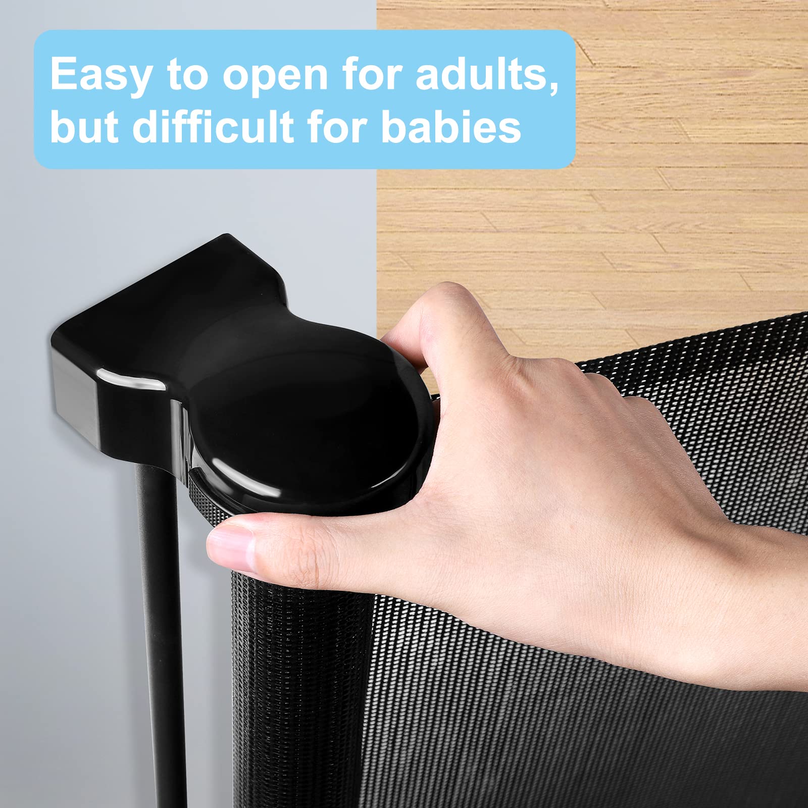 60" Extra Wide Retractable Baby/Dog Gate and 100" Extra Wide Retractable Baby/Dog Gate (Black)
