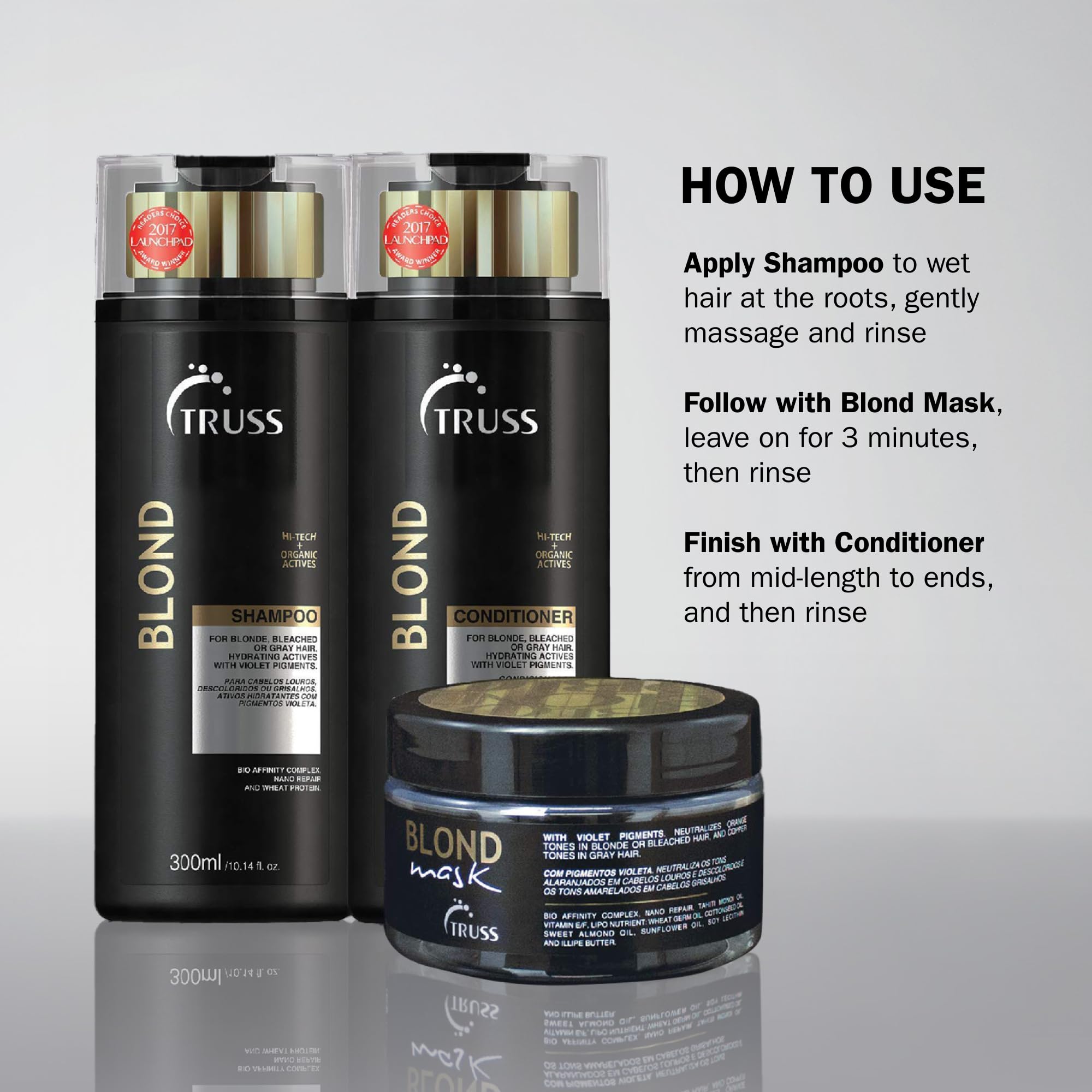 TRUSS Blond Conditioner - Violet Purple Conditioner For Blonde, Bleached & Gray Hair - Color Protection, Hydrating, Restores Elasticity, Neutralizes Brassiness, Yellow, & Orange Tones