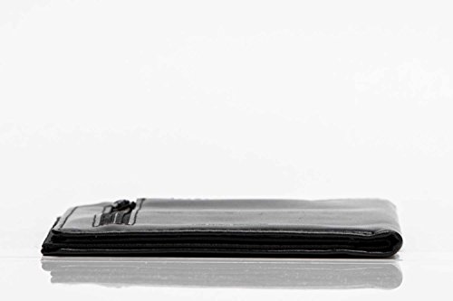 Big Skinny Leather Traveler Slim Wallet, Holds Up to 20 Cards and 4 Passports, Black