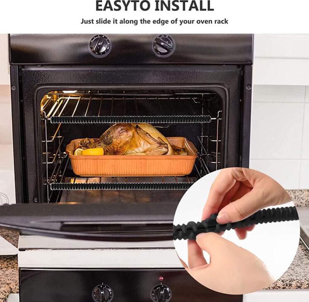 4PCS Silicone Oven Rack Shields Oven Rack Protectors Oven Shelf Guard Toaster Baking Edge Shields Heat Resistant Protect Against Burns and Scars