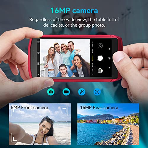 CUBOT Pocket 4 inch Smartphone Without Contract, Android 11 Mobile Phone, 4GB + 64GB, 128 GB Expandable, 3000mAh Battery, 16MP + 5MP Camera, 4G Dual SIM NFC, GPS, Face ID, Red