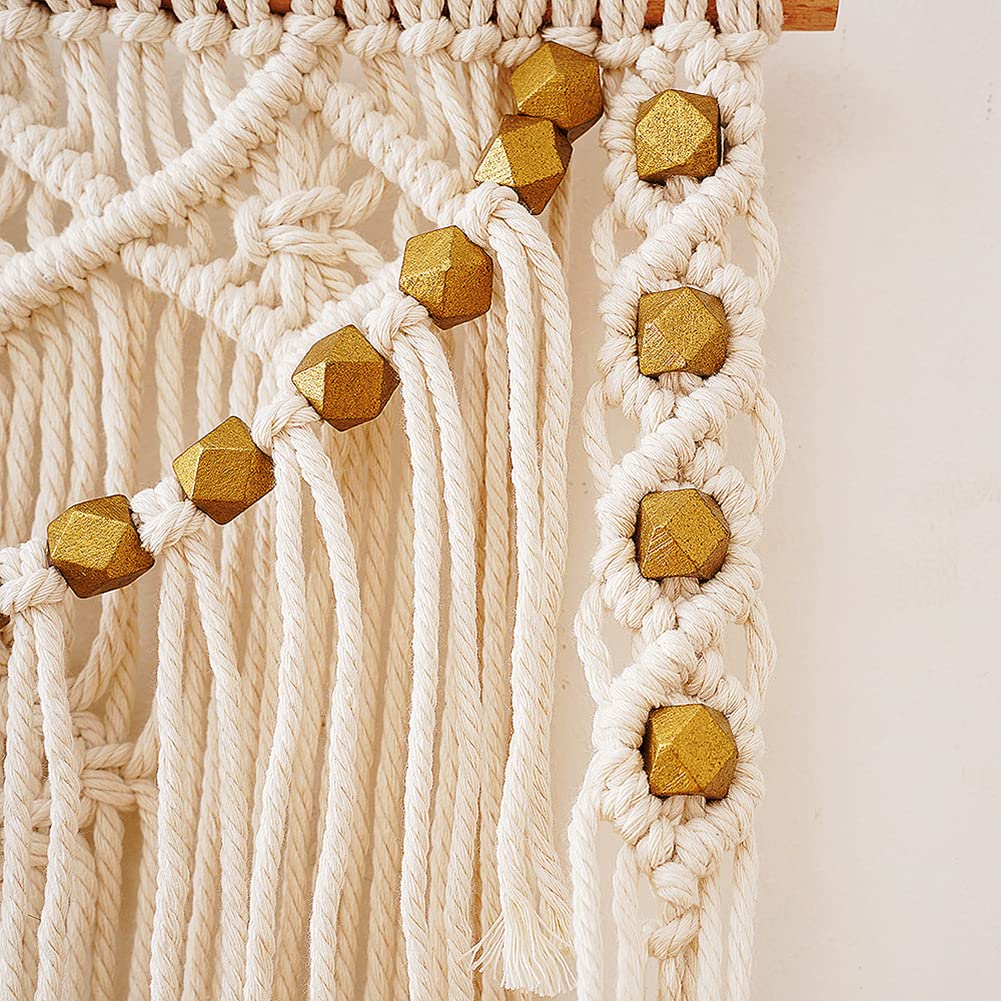 Macrame Wall Hanging Shelf with Enhanced Solid Wood Shelves and Handmade Macrame to Organize Plants and Decor — 3 Tier Macrame Shelf Wall Hanging Bohemian Decorative Shelves for Kitchen,Home Storage