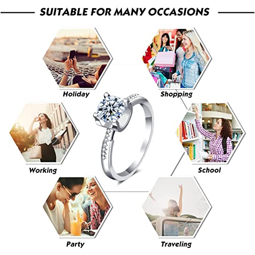 925 Sterling Silver Classic Bull Head Rings for Women, 1ct 4 Prong Moissanite Engagement Closed Ring with GRA Certificate (1 Carat,7)