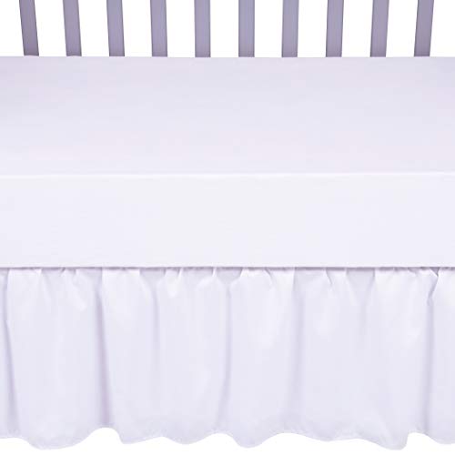 Sammy and Lou White Crib Skirt-Ruffled, White Body, White, Fits Standard Crib 28 in x 52 in, 13 in Drop
