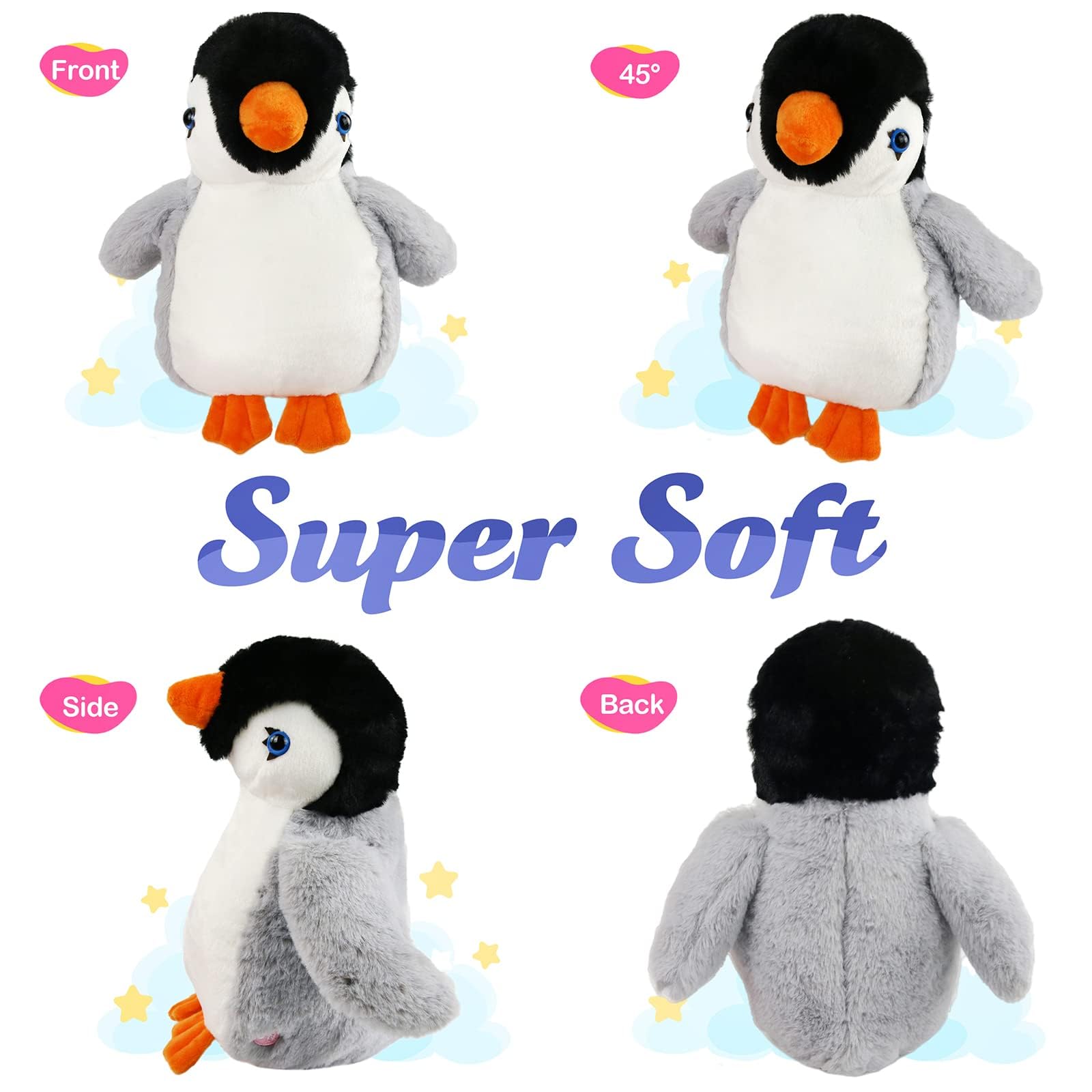 BSTAOFY Light up Penguin Stuffed Animal Glow Perky Adorable LED Floppy Plush Toy Nightlight Gift for Kids on Birthday Valentines Day Christmas Holiday, 11''