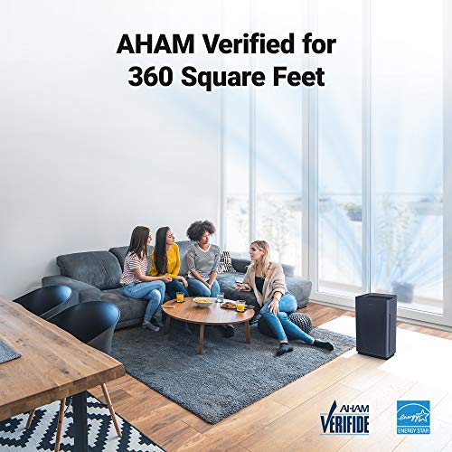 Winix AM80 True HEPA Air Purifier with Washable Advanced Odor Control (AOC) Carbon Filter, 360sq ft Room Capacity, Dark Grey, Large