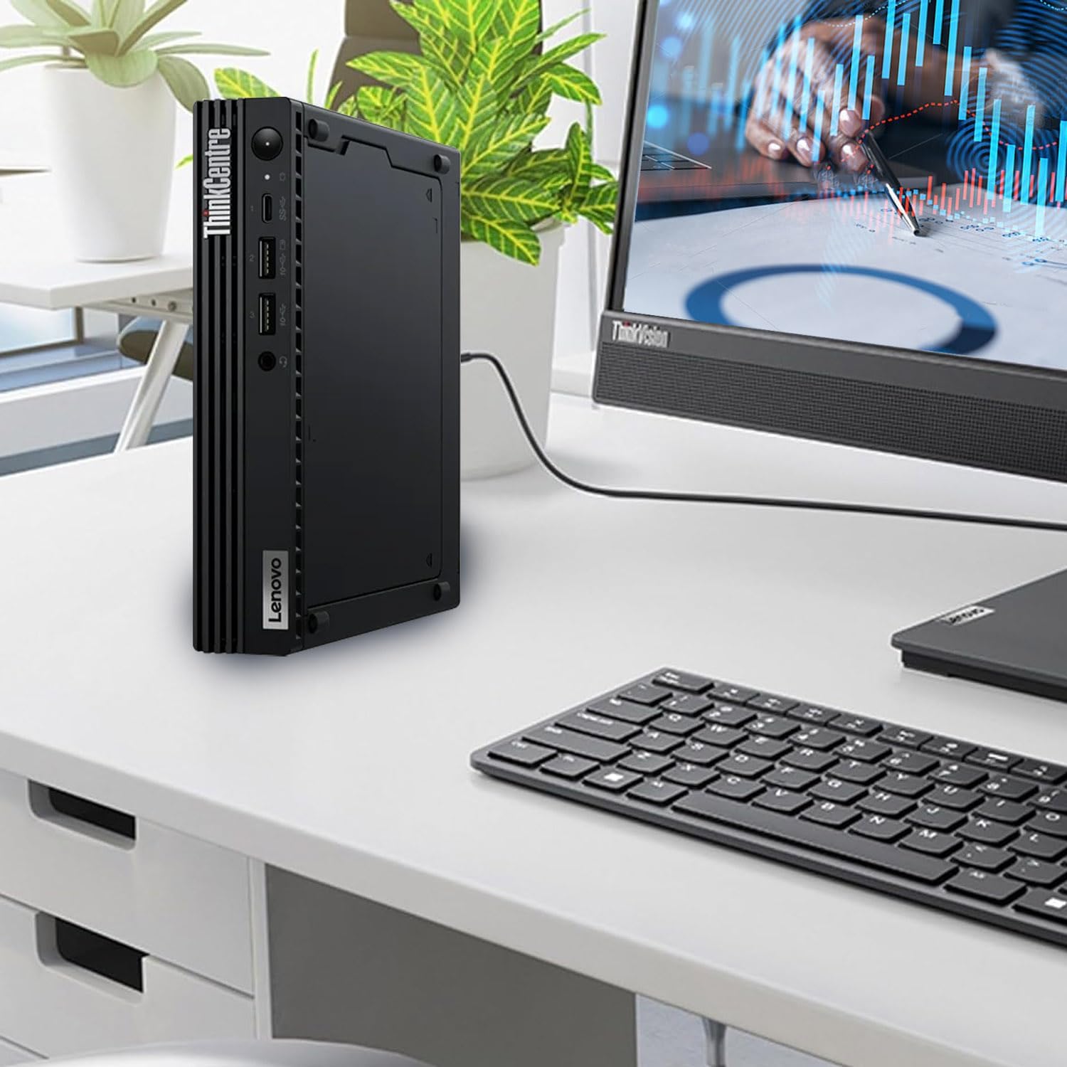 Lenovo ThinkCentre M70q Gen 4 MFF 1L Tiny PC Mini Business Desktop Computer, 13th Gen Intel 16-Core i7-13700T, 16GB DDR4 RAM, 1TB PCIe SSD, WiFi 6, RJ-45, HDMI, DP Port, KB & Mouse, W11P, WE/PGPY