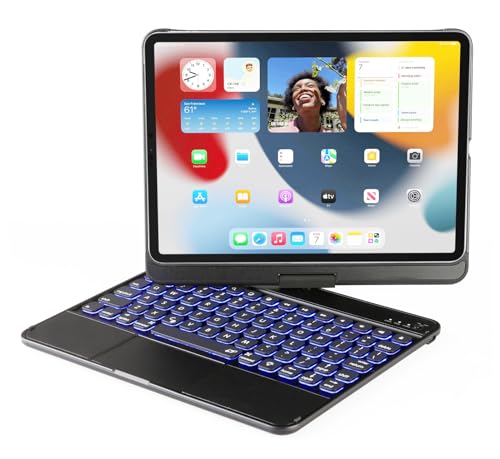 LENRICH Keyboard Case for iPad Air 11 inch M2 2024,Mulit Touchpad Backlight for iPad Pro 11-inch 4th/3rd/2nd/1st/iPad Air 5th/4th Generation 10.9 inch 360 Swivel Rotatable Thin Light Cover