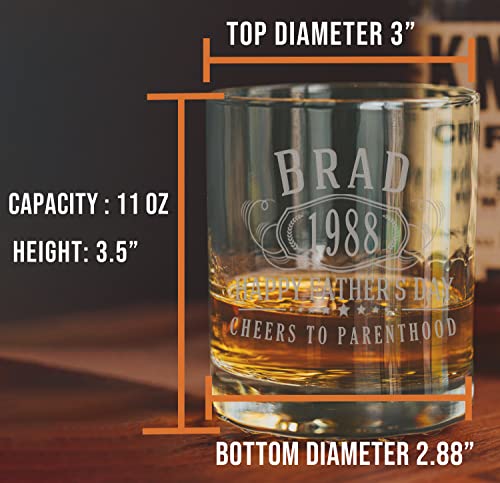 Personalized Etched 11oz Whiskey Glass - Custom Engraved Bourbon Customized Birthday Gifts for Men, Dad Scotch Drinking Glasses, Groomsmen Gifts, Liquor Cocktail Rocks Old Fashioned, Bernard