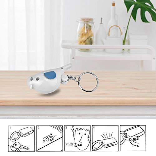 Whistle Key Finder Voice Control Bird Shape Keychain Mini Key Anti-Lost Tracer Finder with LED Light Suitable for Key Wallet Cellphone(White)