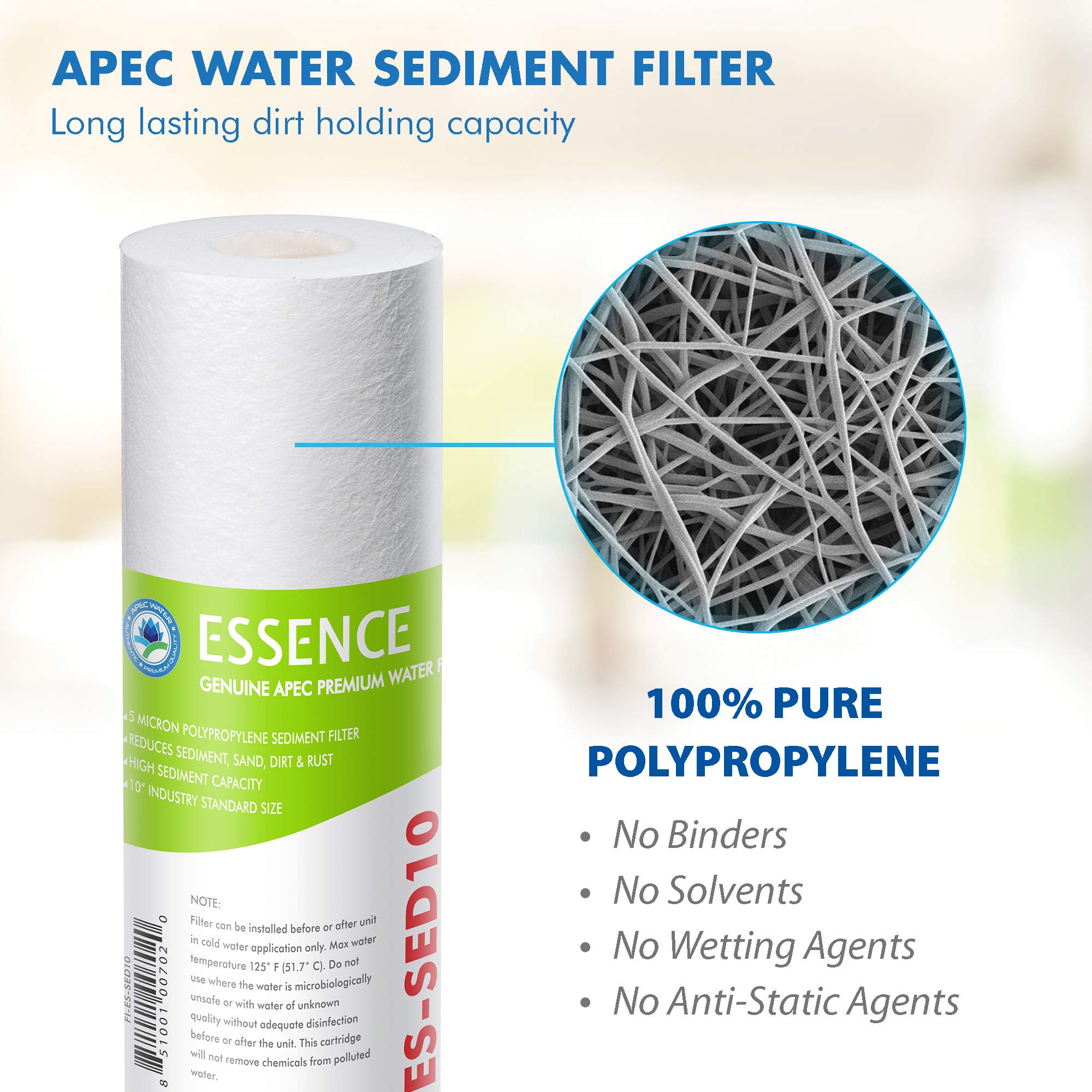 APEC Water Systems FI-ES-SED10-A APEC 5 Micron 10β x 2.5β Sediment Water Filter for Reverse Osmosis System, White