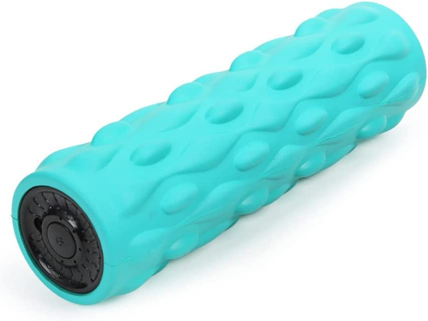 4Speeds Foam Shaft Home Gym Vibration Massage Muscle Relax Deep Tissue USB Rechargeable Electric Yoga Roller Pain Relief,Blue