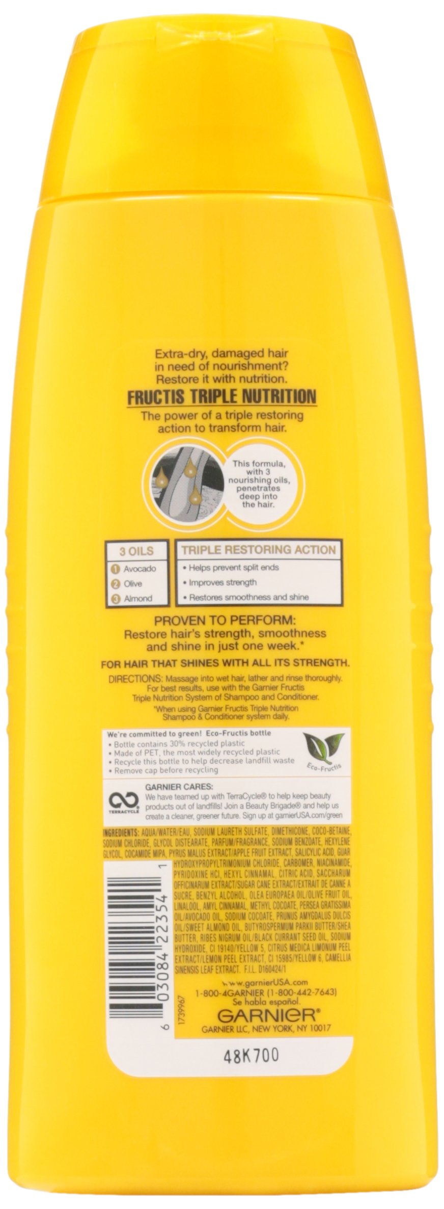 Garnier Fructis Triple Nutrition Creamy Shampoo, 25.40-Fluid Ounce