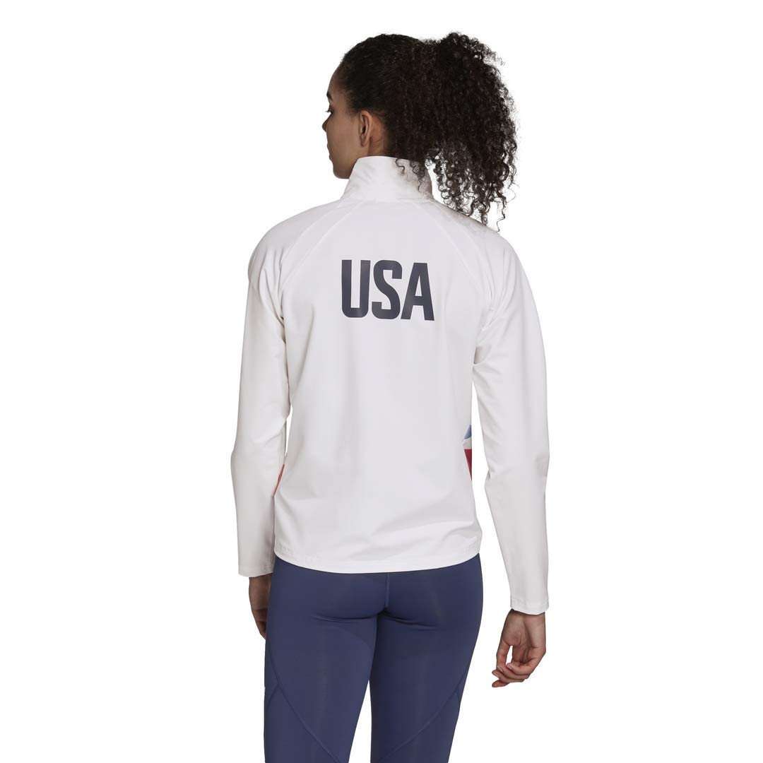 adidas womens USA Volleyball Warm-Up Jacket White/Navy/Team Power Red Medium