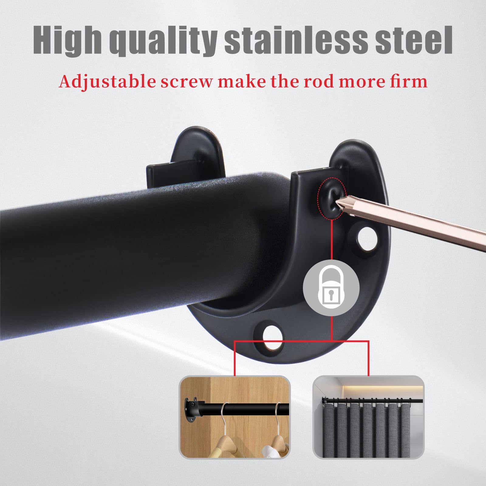 qieoyk 6 Packs Closet Rod Holders Stainless Steel Diameter 1 Inch Closet Pole Bracket U-Shaped with Screws Black Closet Rod Bracket Heavy Duty Flange Curtain Rod Holder