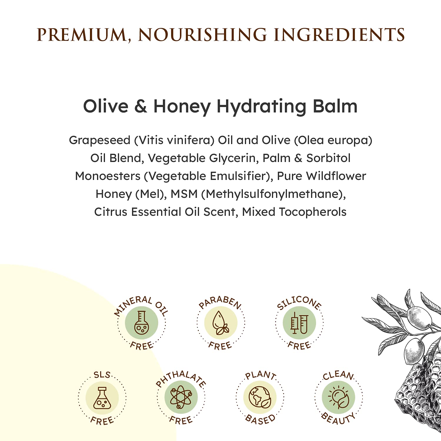 Qhemet Biologics Olive & Honey Hydrating Balm - Moisturizing Hair Balm for Smooth, Soft, Supple Hair - Leave In for Long-Lasting Hydration - Combats Dryness Instantly (4 oz)