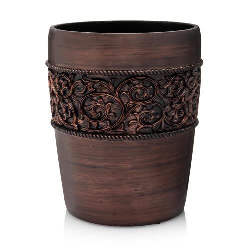 Essentra Home Small Trash Can ā Decorative Bronze Wastebasket Ideal for Bathroom, Bedroom or Office ā Garbage Can with 2.2 Gallon Capacity ā Bronze Collection