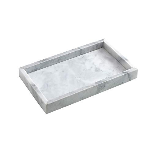 StonePlus Natural Marble Elegant Jewelry Tray Stone Organizer for Dressroom/Bathroom/Coffeeshop (Cloud Grey, 9.84Lx5.91Wx1.18H)