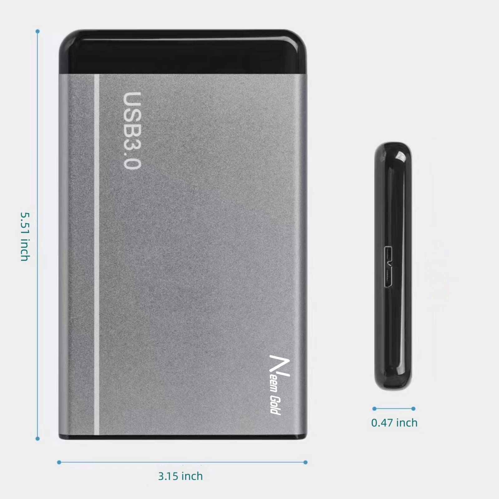 U&D 500GB 2.5 Inch Portable External Hard Drive USB3.0 Mobile HDD Storage Compatible for PC, Desktop, Laptop,Mac, MacBook, Chromebook, Xbox One, Xbox 360, PS4 (500GB, Grey)