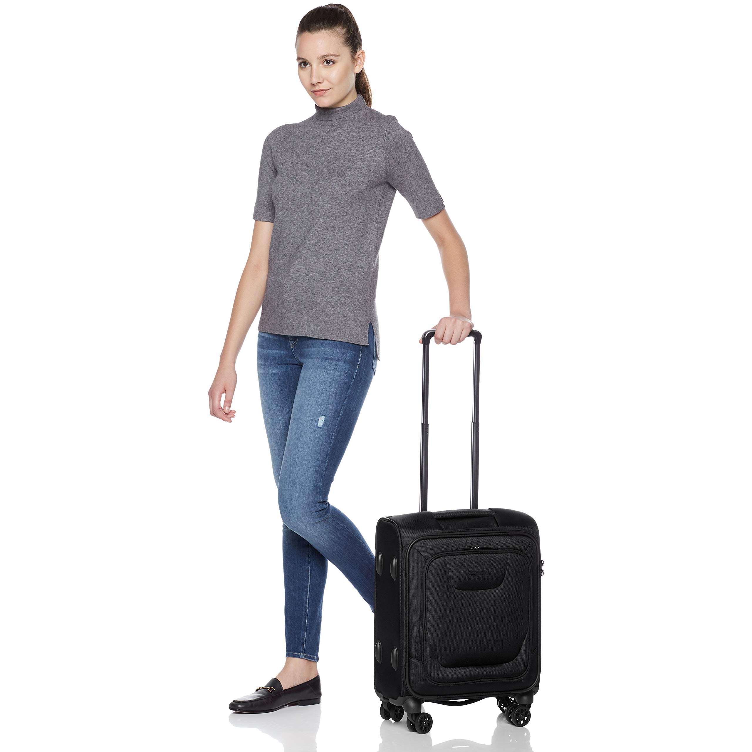 Amazon Basics Expandable Softside Carry-On Spinner Luggage Suitcase With TSA Lock And Wheels - 20.4 Inch, Black