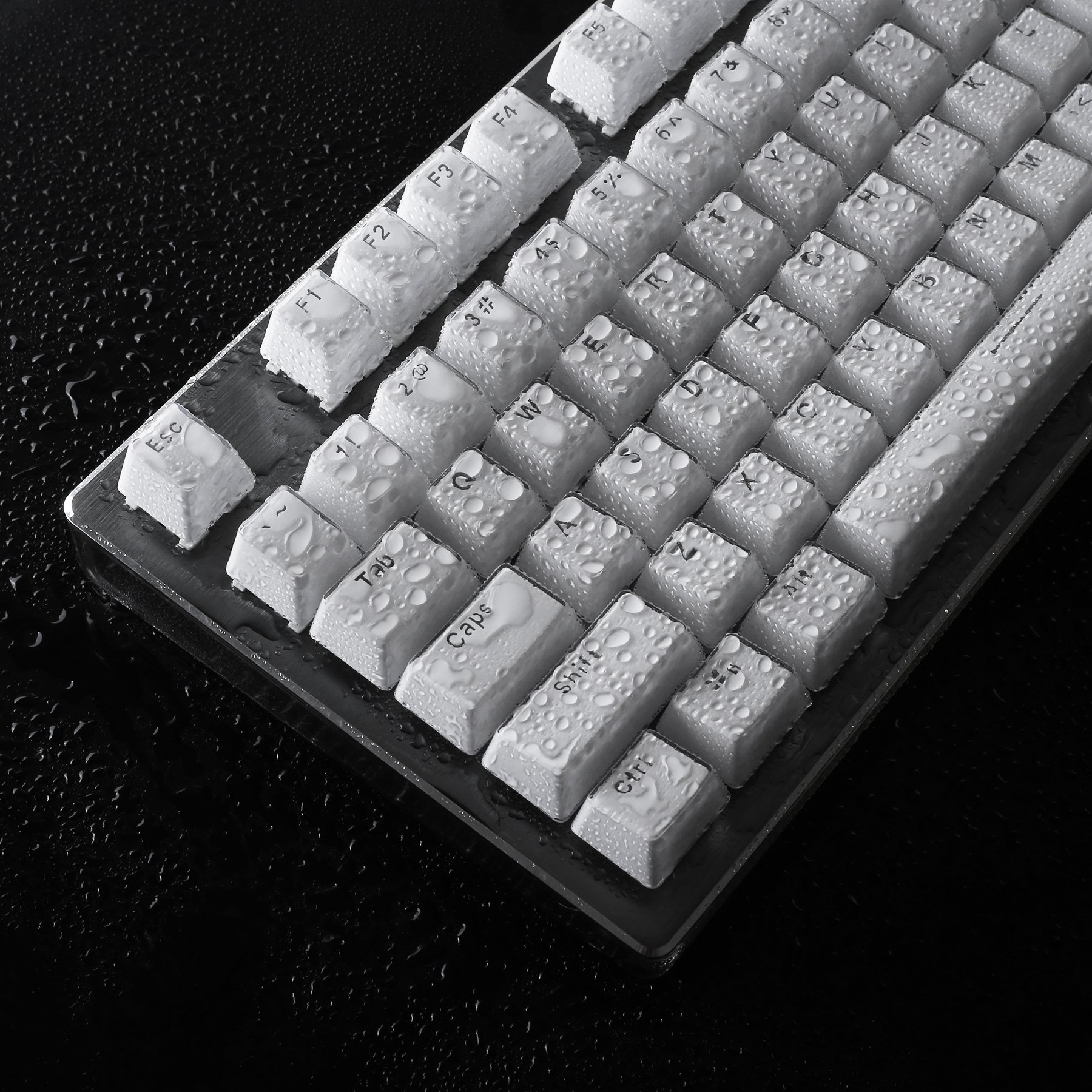 Rottay Rainbow Backlit Mechanical Keyboard, White Gaming Keyboard, Wired Computer Keyboard with Brown Switch and Aluminum Panel