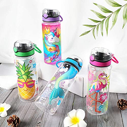 Cute Water Bottle for School Kids Girls, BPA FREE Tritan & Leak Proof & Easy Clean & Carry Handle, 23oz/ 680ml - Flamingo