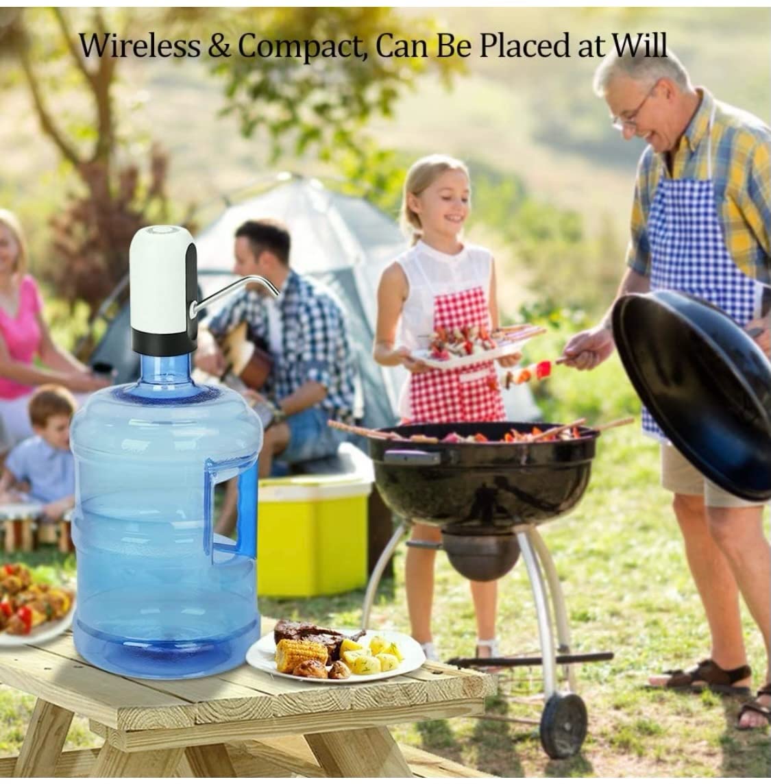 5 Gallon Water Dispenser Pump for Home Office Camping Travel and Emergency USB Charging Electric Automatic White/Black