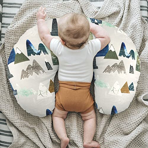 Changing Pad Cover & Nursing Pillow Cover, Neutral Breastfeeding Pillow Slipcover for Baby Boys & Girls, Changing Table Sheets Mountains