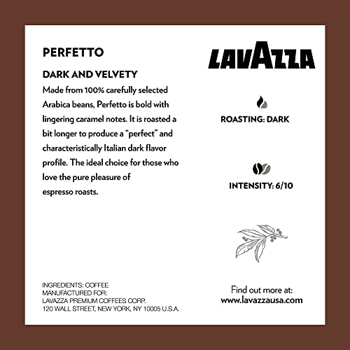 Lavazza Perfetto Single-Serve Coffee K-Cup Pods for Keurig Brewer , Dark and Velvety Roast, 10-Count Boxes (Pack of 6)