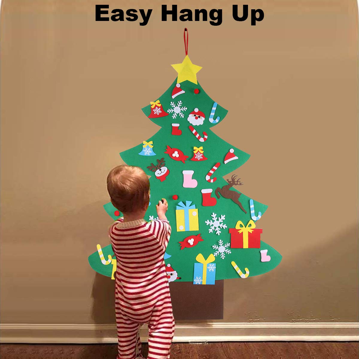 4FT DIY Felt Christmas Tree Set with 36pcs Ornaments - Wall Hanging Felt Xmas Tree for Kids Toddlers Christmas New Year Gift Decorations Party Supplier