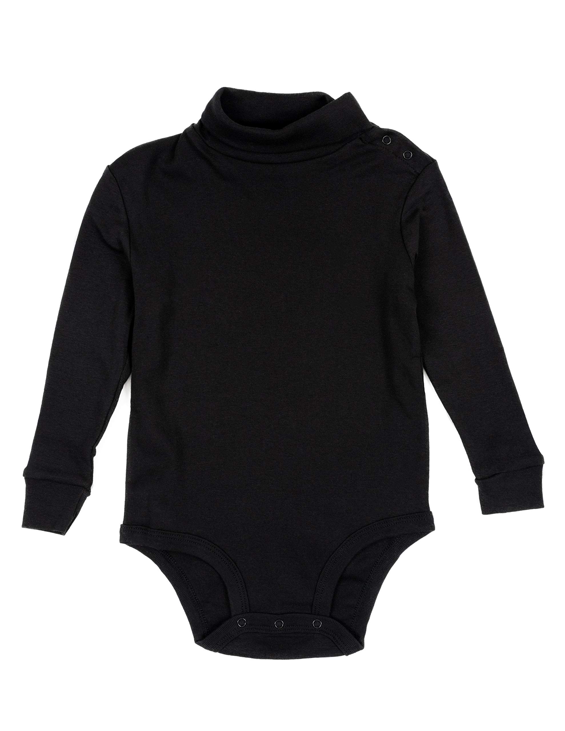 Leveret Long Sleeve Baby Boys Girls Bodysuit Turtleneck 100% Cotton (Size 6 Months-2 Toddler) (Black, 2 Years)