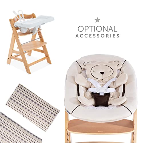 Hauck - Fun for Kids Hauck Alpha Tray + 5-Point Harness, 3 in 1 Table Set for Hauck Wooden Highchair Alpha+, Depth Adjustable Table, Removable Tray, Cup Moulding, Elevated Edge, White