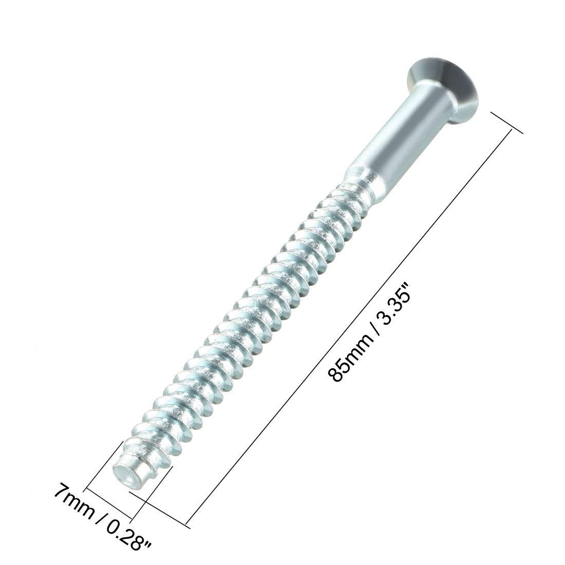 uxcell Furniture Confirmat Screw 7x85mm Hex Socket Wood Screws Zinc Plated 20pcs