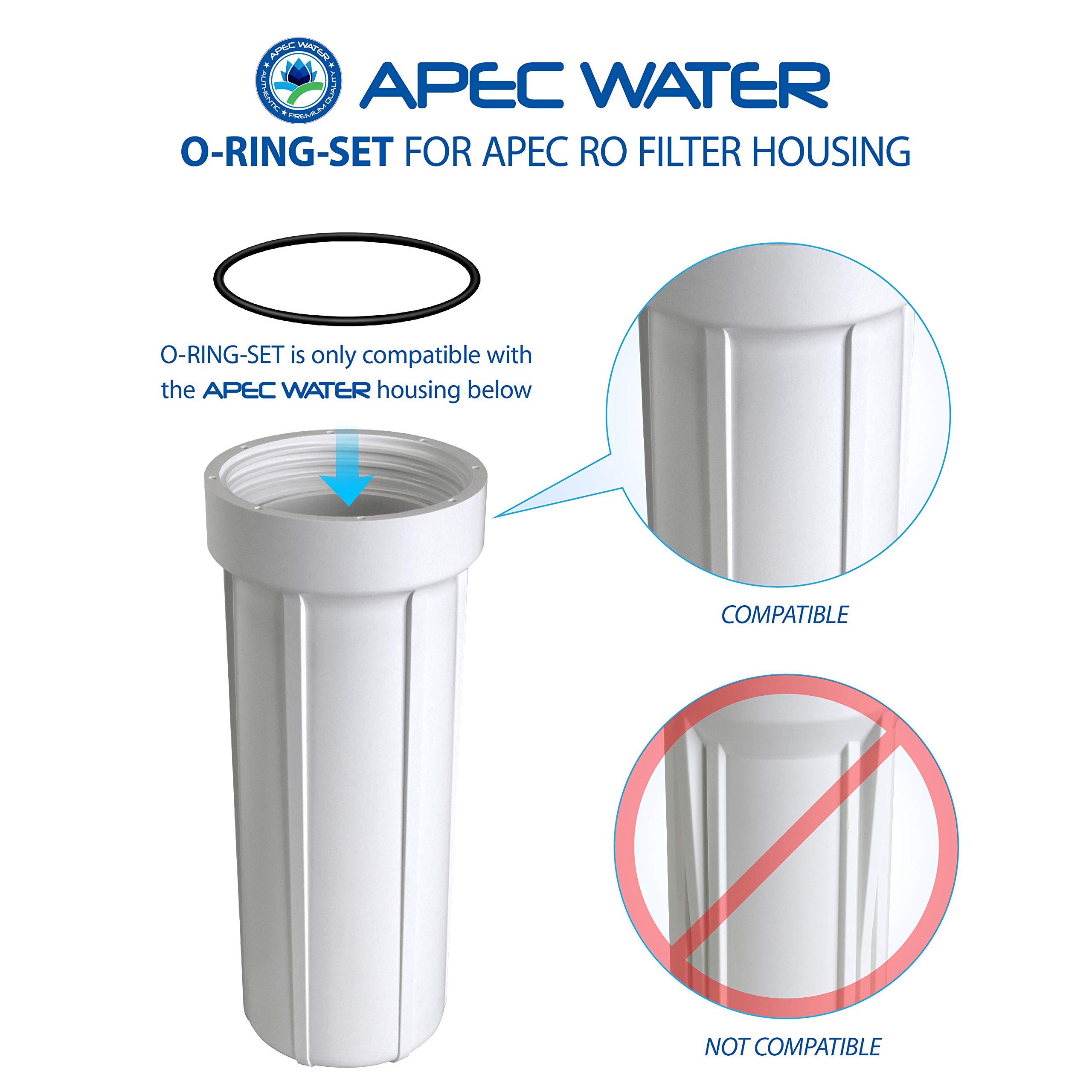 APEC Water Systems SET 3 Pcs 3.5" O.D. Replacement O-Ring For Reverse Osmosis Water Filter Housings, Black, O-RING-SET