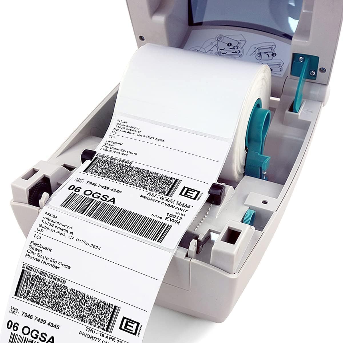 4x6 Direct Thermal Labels 20 Rolls, BESTIKER Thermal Shipping Label Roll of 250 Labels Compatible Zebra 2844 Rollo Thermal Printer 4x6 Label with Perforated Line (1β Core) - Total 5000 Labels