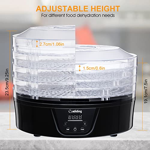 Adiding Food Dehydrator Machine, Dehydrator with 4 BPA Free Trays, Digital Timer & Temperature Control, 350W Food Dryer for Fruit Vegetable Meat Beef Jerky Herbs Pet Treats
