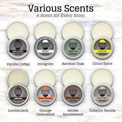 Rugged Roots Beard Balm for Smoothing & Defining Beard Hair | Long-Lasting Hold | Available in 8 Scents | 2 oz (Tobacco Vanilla)