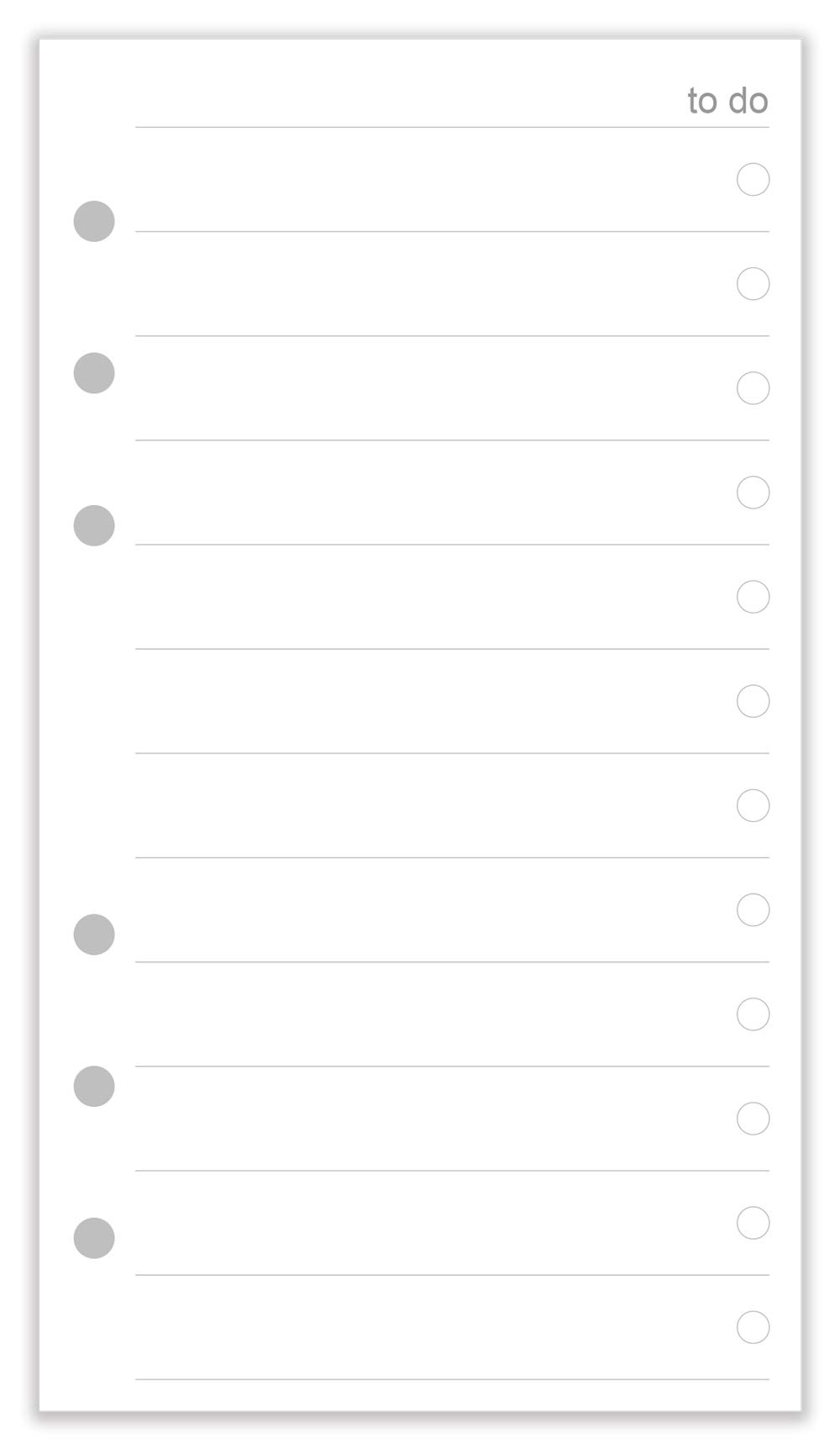 A6 To Do List Refills for Filofax Personal Size Planner/Binder, 6 Hole Punched, 100 Sheets/200 Pages, To Do Planner with Check List Organizing, 100gsm, White, 3.74 x 6.73 Inch