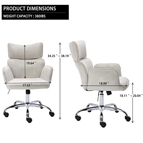 BFZ Ergonomic Office Chair, Home Office Desk Chairs with Adjustable Headrest, Mid Back Velvet Computer Chair, Height Adjustable Rolling Swivel Executive Task Chair, Tilt Function
